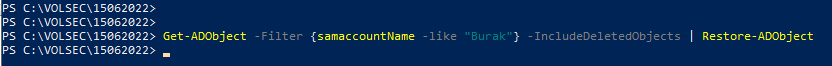 Restore AD Object with Powershell – Active Directory – Cyber Security