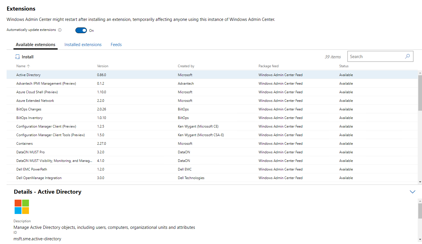 Windows Admin Center Active Directory Extensions – Active Directory ...